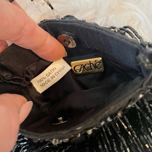 Cache | Bags | Cache Black And Silver Fringe Beaded 2s Flapper Style ...